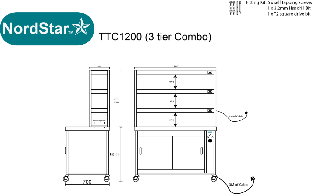 Triple Tier Gantry and Pass Through Hot Cupboard 1200 – Nordstar
