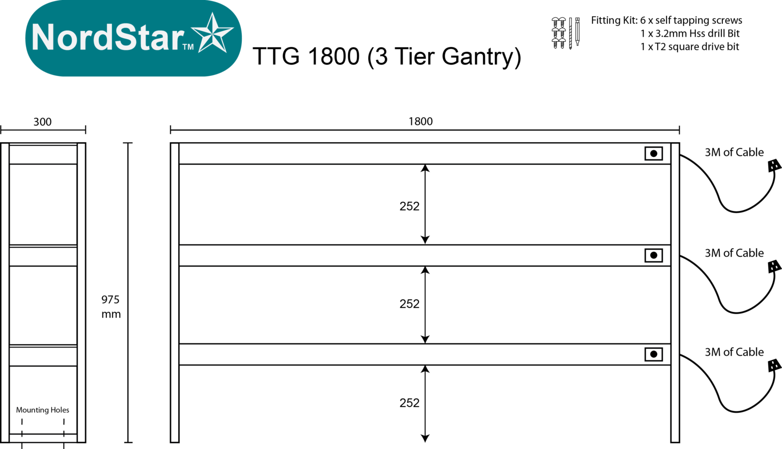 Triple Tier Gantry - 1800 - Nordstar