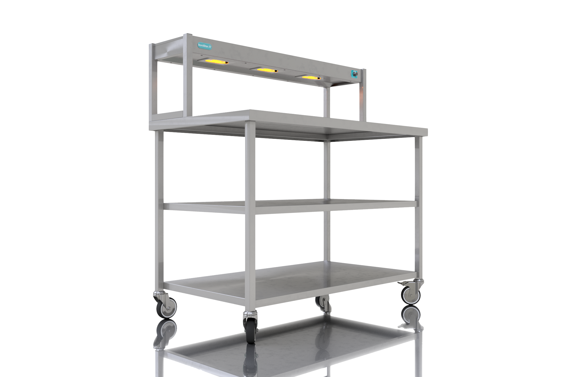 Mobile Centre Bench 1200 With 1 tier Heated Gantry (with Mid Shelf ...