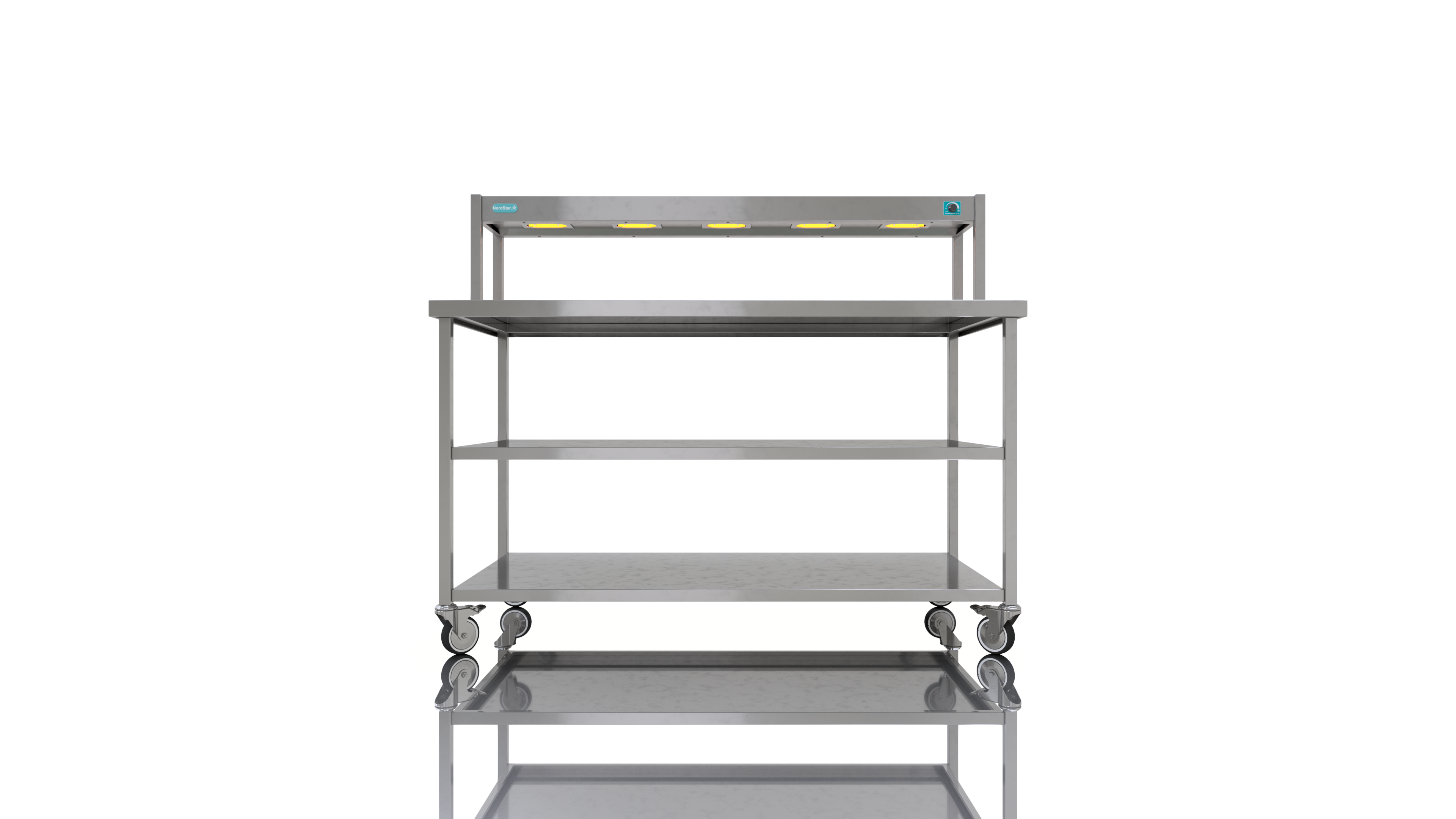 Mobile Centre Bench 1800 With 1 tier Heated Gantry (with Mid Shelf ...