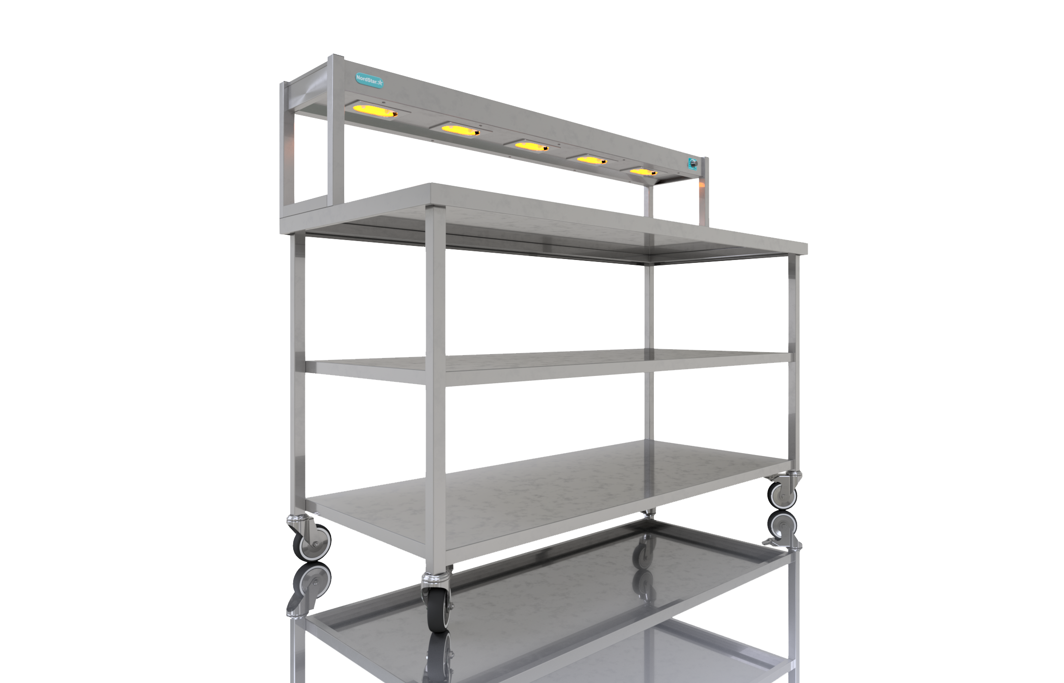 Mobile Centre Bench 1500 With 1 tier Heated Gantry (with Mid Shelf ...