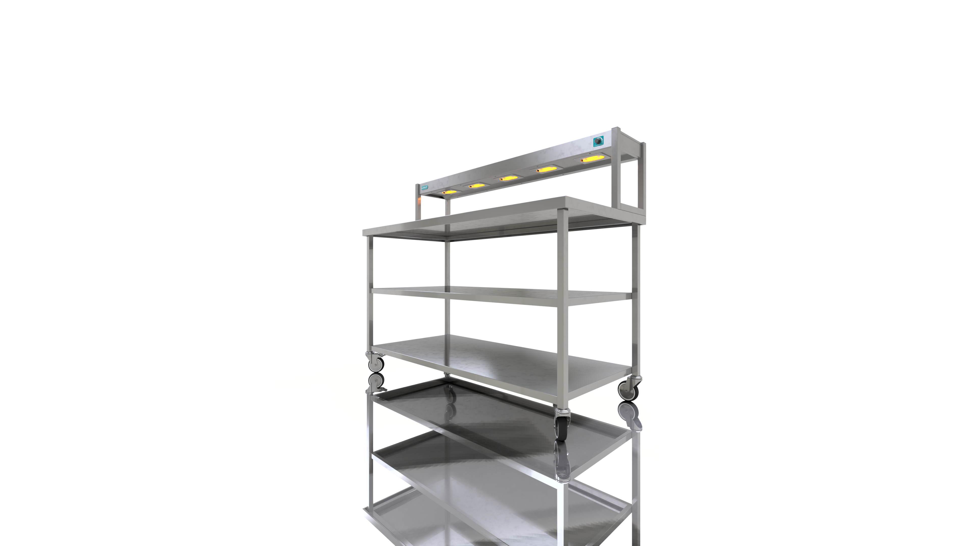 Mobile Centre Bench 1500 With 1 tier Heated Gantry (with Mid Shelf ...