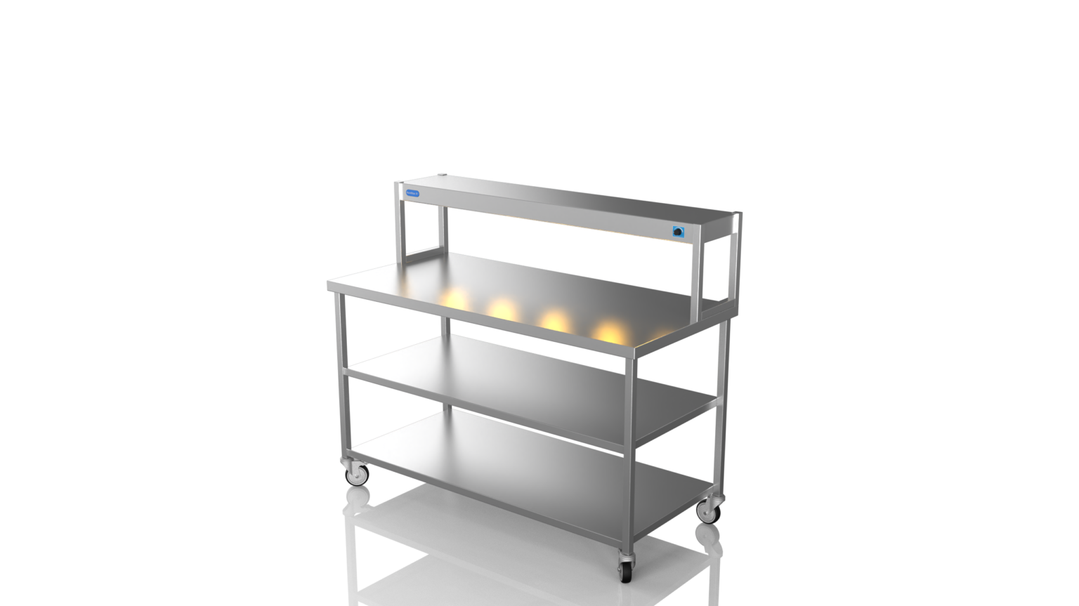 Mobile Centre Bench 1500 With 1 tier Heated Gantry (with Mid Shelf ...