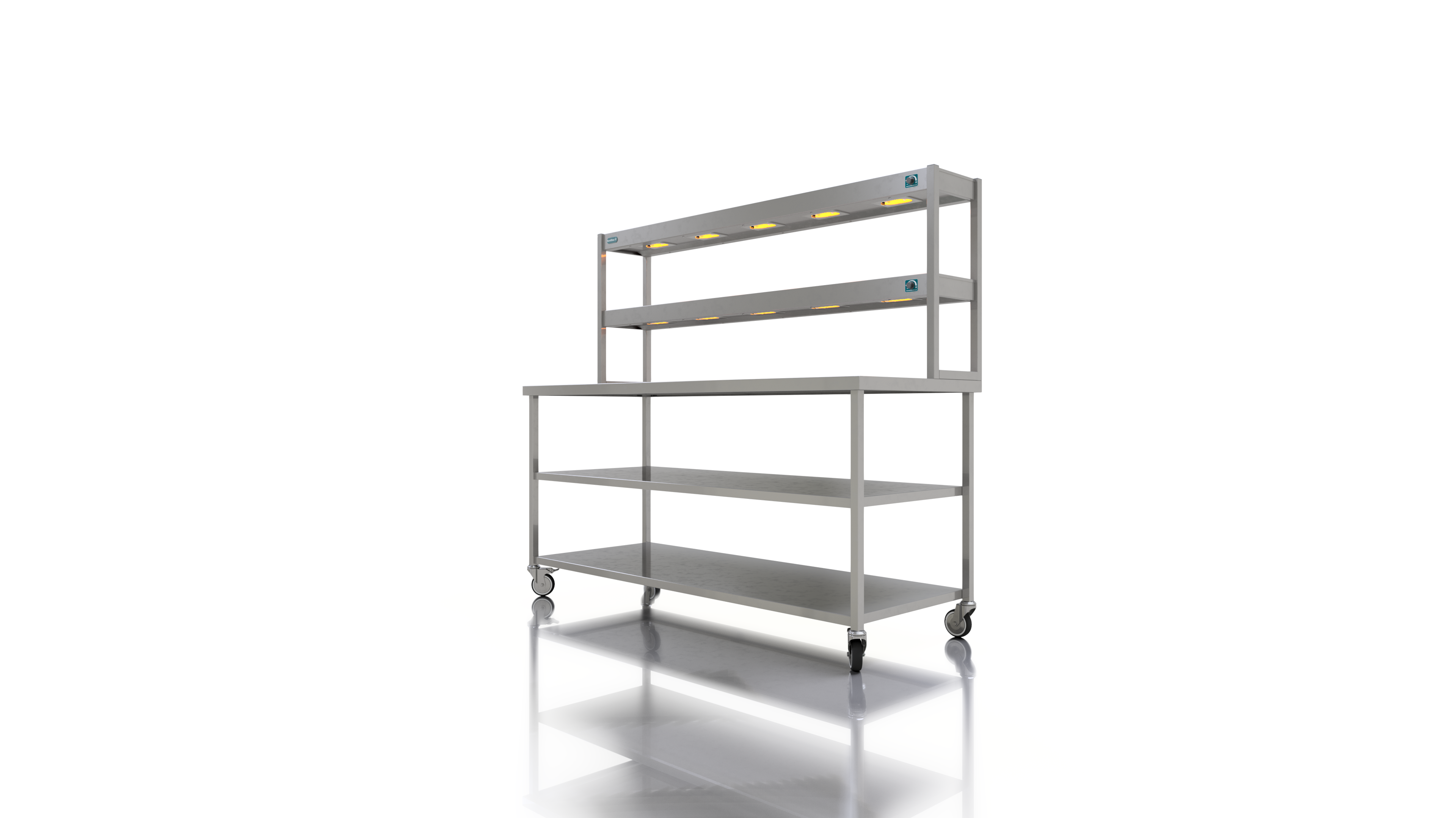 Mobile Centre Bench 1800 With 2 tier Heated Gantry (with Mid Shelf ...