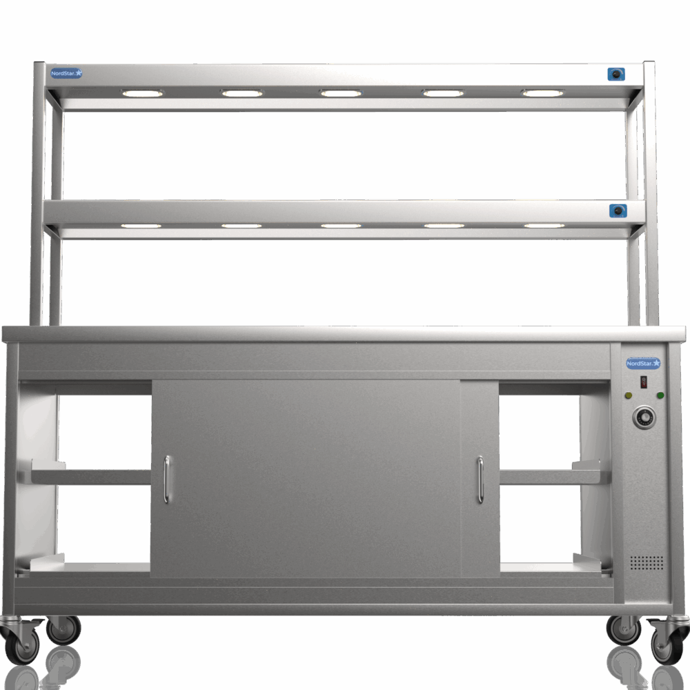 Double Tier Gantry and Pass Through Hot Cupboard 1800 - Nordstar